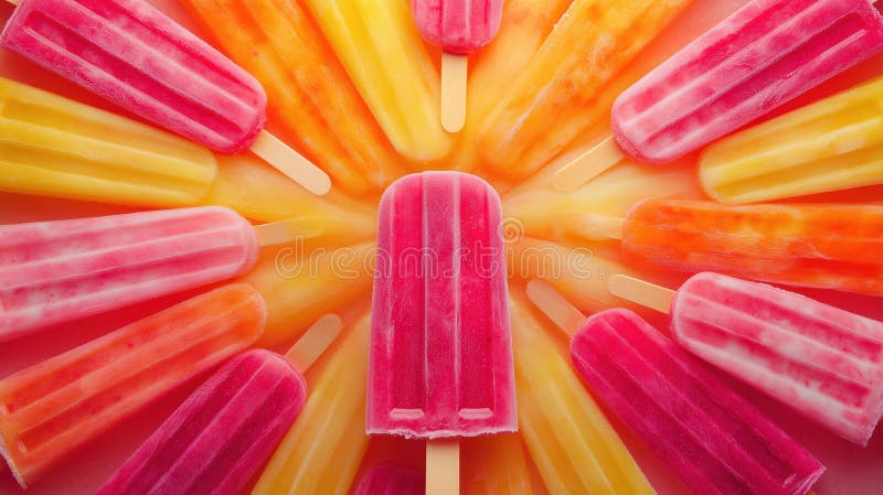 Colorful Assortment of Ice Pops Arranged in a Vibrant Circular Pattern ...
