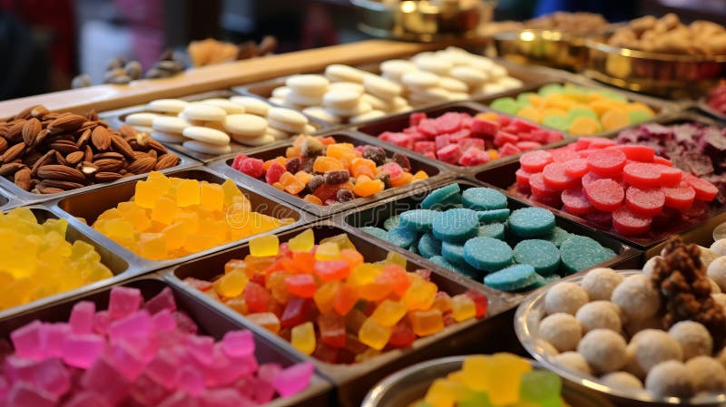 A Colorful Assortment of Indian Sweets on Display at a Dessert Shop ...