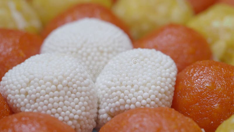 Colorful Assortment of Indian Sweets in a Festive Display Stock Video ...