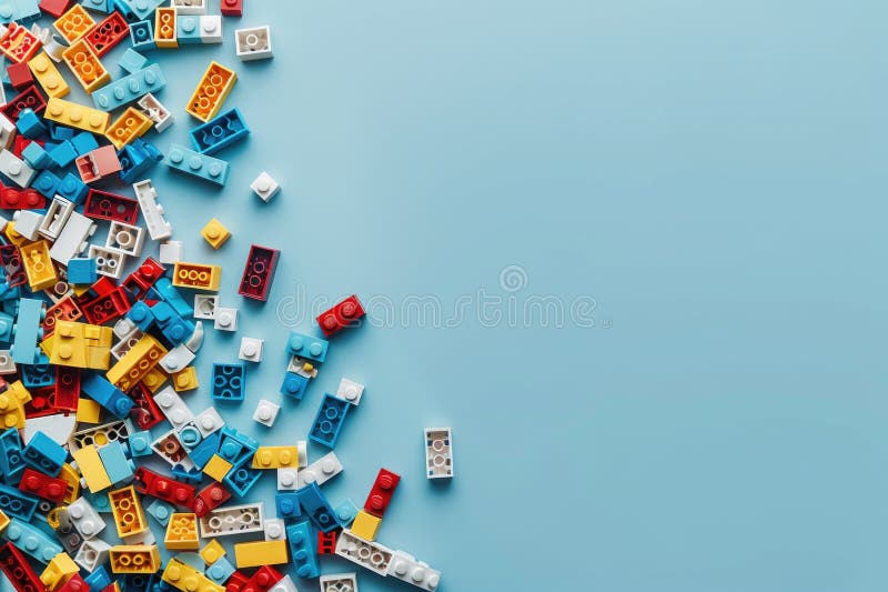 Colorful Assortment of Lego Bricks on Light Blue Background - Perfect ...