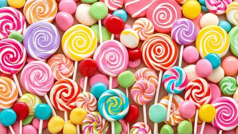 Colorful Assortment of Lollipops and Candy Swirls Stock Photo - Image ...
