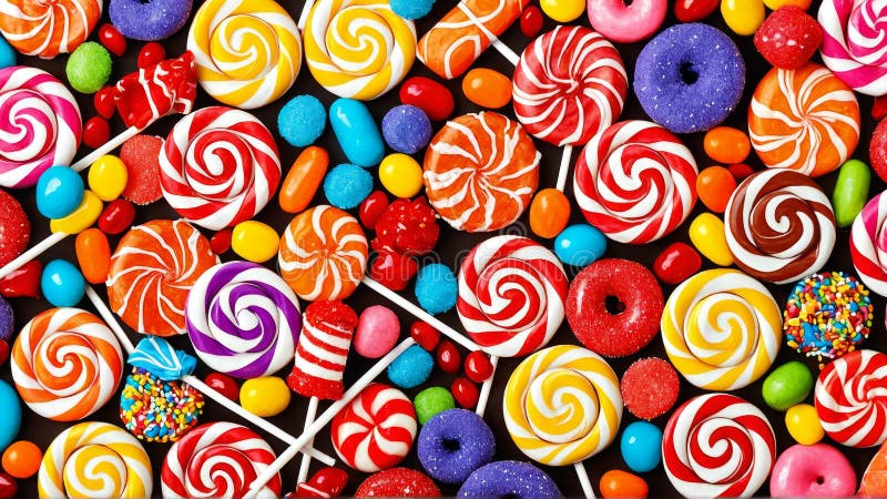Colorful Assortment of Lollipops and Candy in Vivid Bright Colors Stock ...