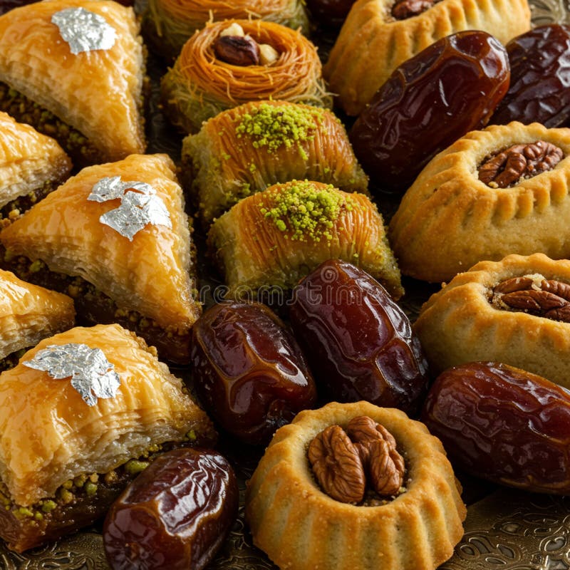 A Colorful Assortment of Middle Eastern Pastries and Dates. Features ...