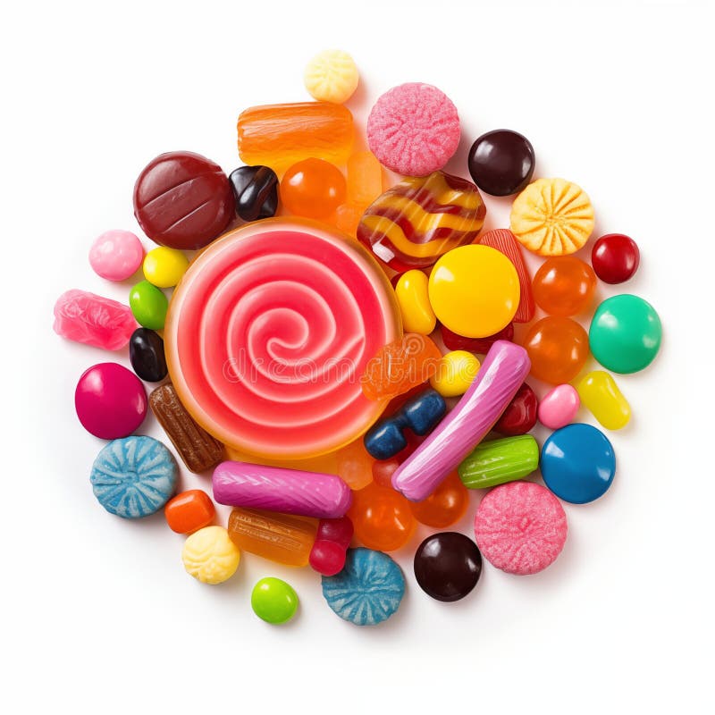 A Colorful Assortment of Mixed Candy Including Lollipops, Gummies, and ...
