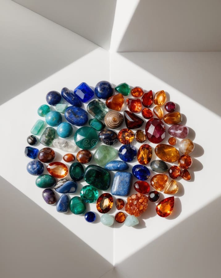 Colorful Assortment of Natural Gemstones. Stock Photo - Image of caught ...