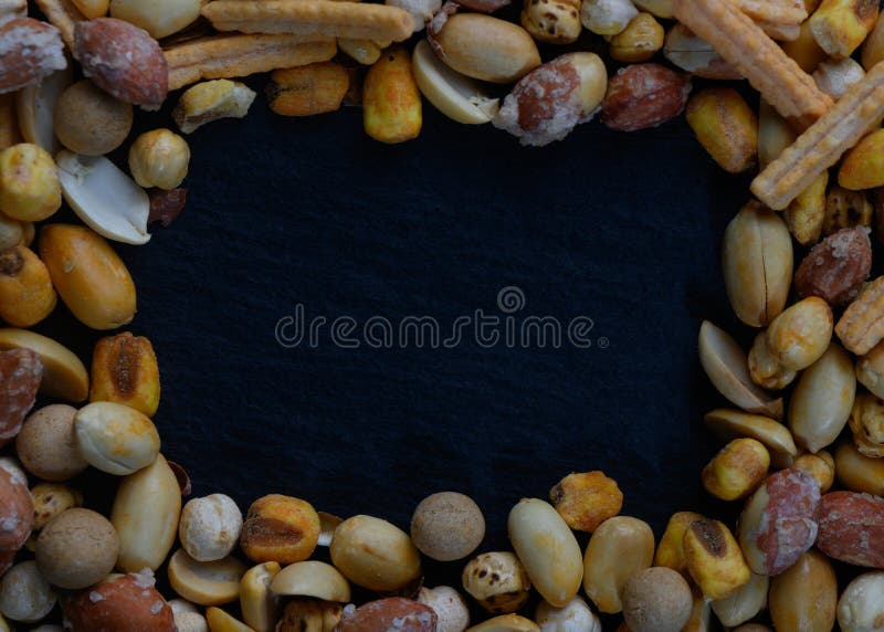Colorful Assortment of Nuts and Snacks Creates an Inviting Frame for ...