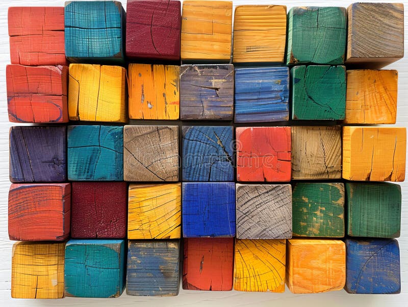 Colorful Assortment of Painted Wooden Blocks. Abstract Colorful Wooden ...