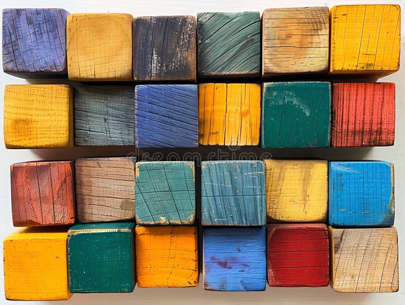 Colorful Assortment of Painted Wooden Blocks. Abstract Colorful Wooden ...