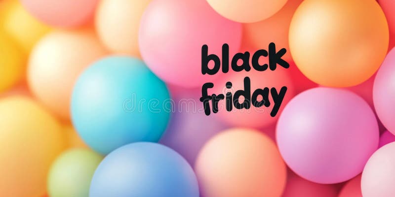 Colorful Assortment of Pastel Balls with Black Friday Text Stock Photo ...