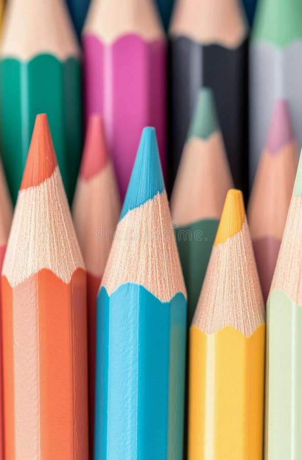 Colorful Assortment of Pencils Arranged on a Flat Surface for Creative ...