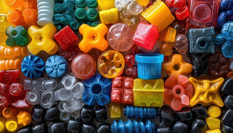 Colorful Assortment of Plastic Blocks in Various Shapes and Textures ...