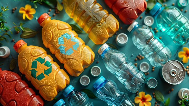 A Colorful Assortment of Plastic Bottles with Recycling Symbols ...
