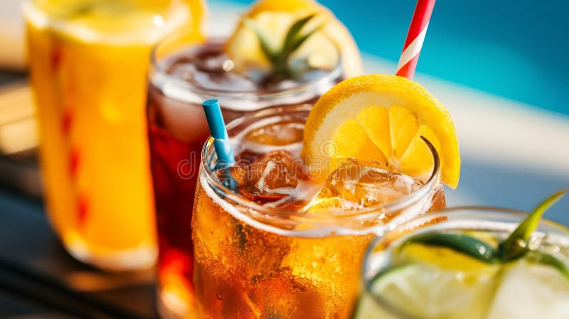 Colorful Assortment of Refreshing Drinks in Glasses Stock Image - Image ...