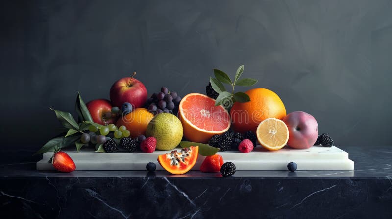 A Colorful Assortment of Ripe Fruit Arranged Neatly on a Table in a ...