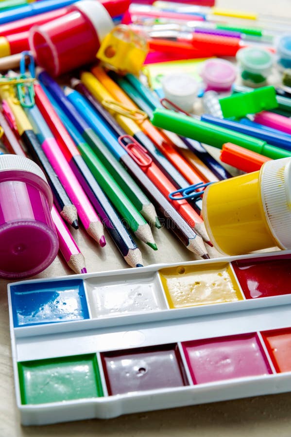 Colorful Assortment of School Supplies Stock Image - Image of learning ...