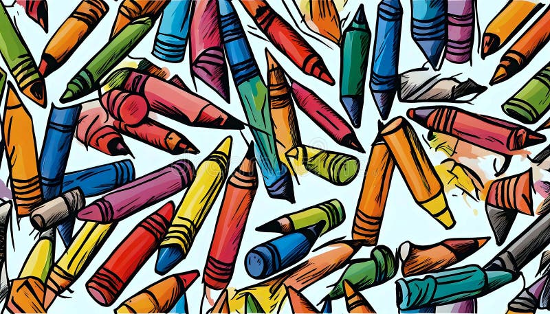 Colorful Assortment of Sketched Crayons Stock Illustration ...