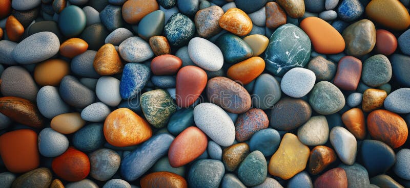 Colorful Assortment of Smooth Pebbles and Stones in Various Shapes and ...
