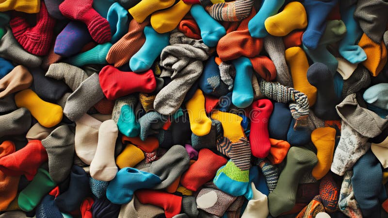 Colorful Assortment of Socks in Various Patterns and Textures Stock ...