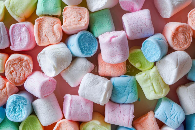 Pastel Marshmallows on a Plate with Pink Background Stock Image - Image ...