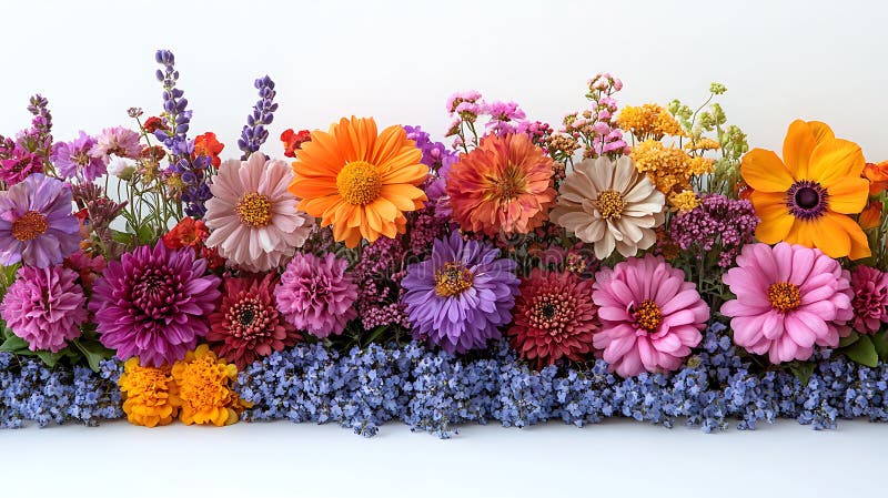 Colorful Assortment of Spring Flowers on White Background Detailed ...