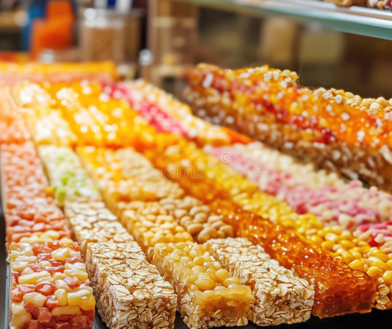 Colorful Assortment of Traditional Middle Eastern Sweets Displayed in ...