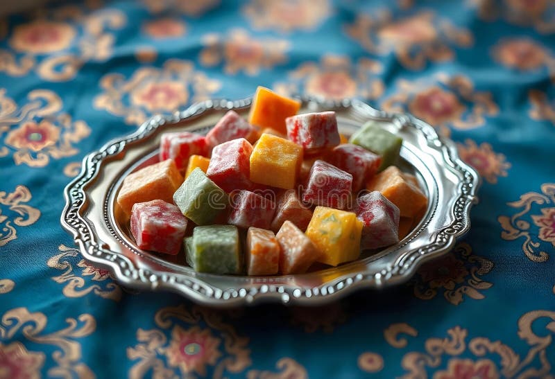 Colorful Assortment of Traditional Sweets Arranged Elegantly on a ...