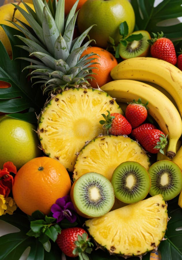 Colorful Assortment of Tropical Fruits Stock Illustration ...