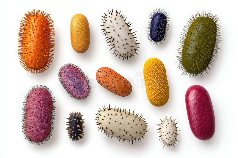 Colorful Assortment of Various Bacteria Showcasing Unique Shapes and ...