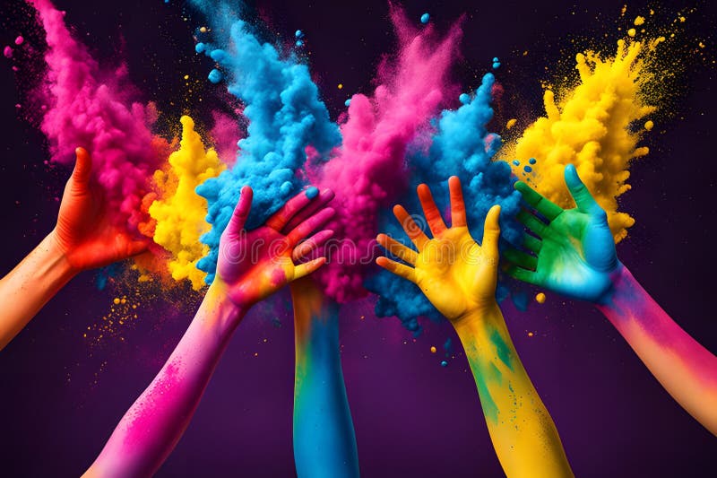 A Colorful Assortment of Various Colored Hands on Black Background ...
