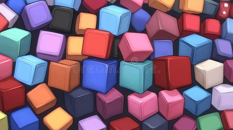 A Colorful Assortment of Various Cubes Scattered Across a Surface Stock ...