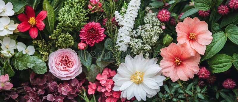 Colorful Assortment Various Flowers Grouped Together Vibrant Display ...