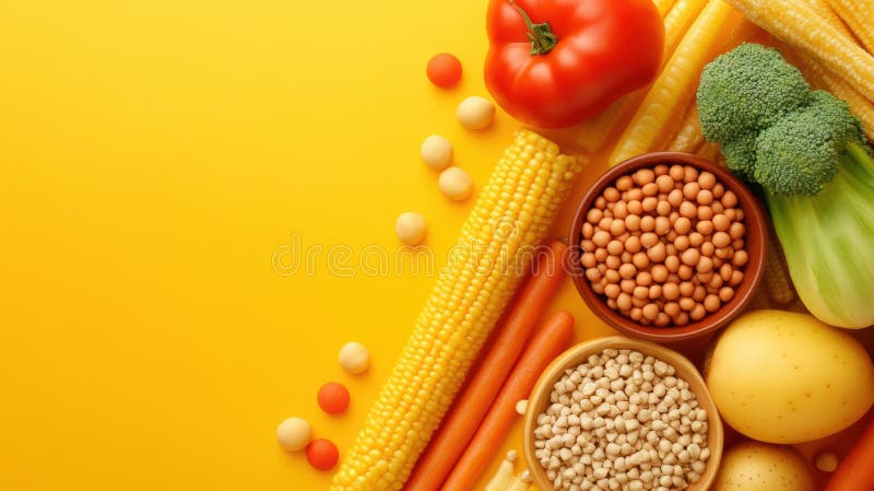 A Colorful Assortment of Various Vegetables and Grains is Displayed on ...