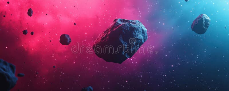 Colorful Asteroids Floating in a Vibrant Cosmic Landscape Stock ...