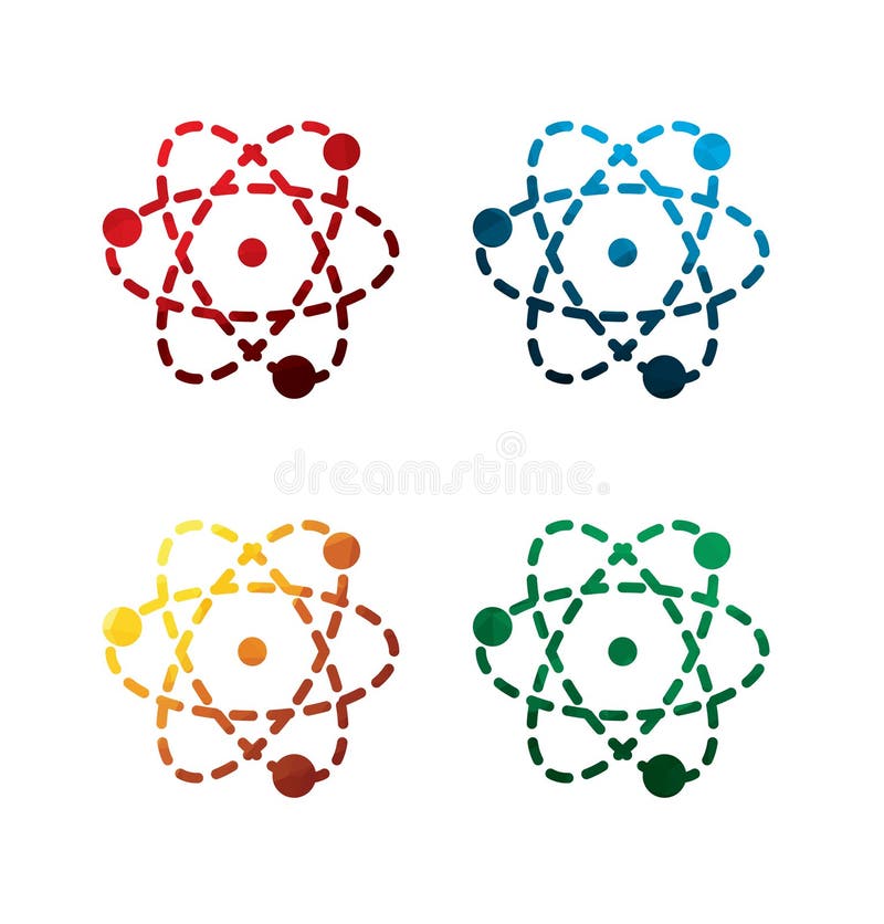 Colorful Atom Icons on White Background. Isolated Atom Icons. Eps8 ...