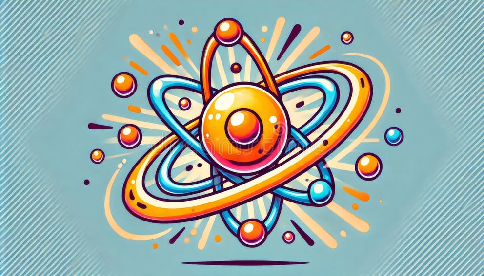 Colorful Atom Illustration with Glowing Nucleus and Electrons Orbiting ...
