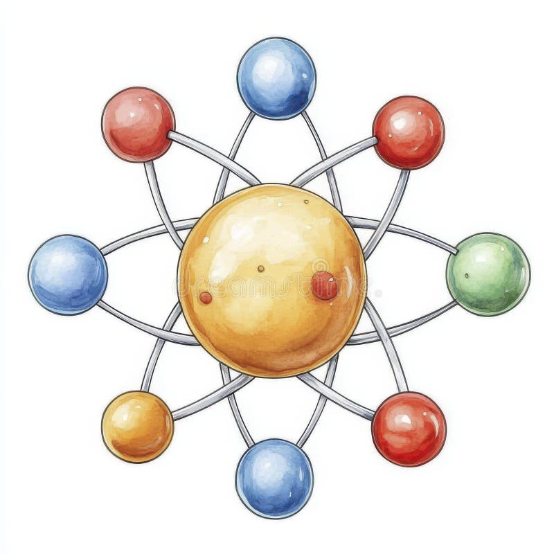 Colorful Atom Illustration Nucleus and Orbiting Electrons Stock ...
