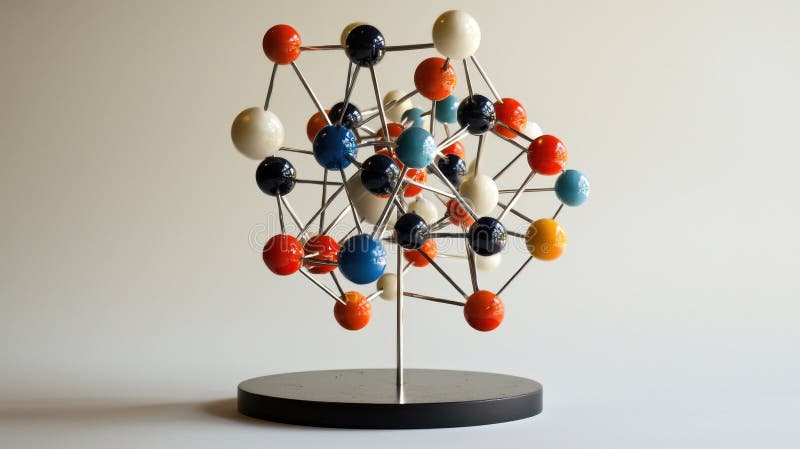 Colorful Atom Model Representing Molecular Structure Stock Illustration ...