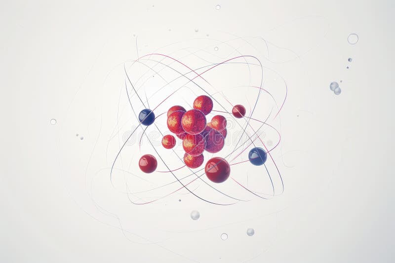 Colorful Atomic Model with Electrons and Nucleus on White Background ...