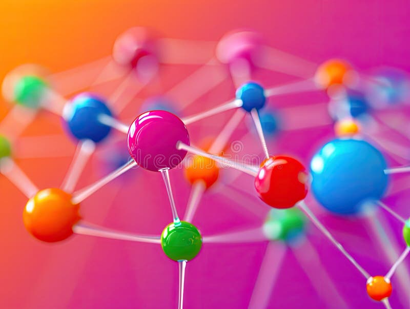 Colorful Atomic Molecular Structure Against a Vibrant Background ...