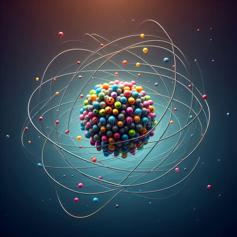 Colorful Atomic Structure on Dark Background Stock Image - Image of ...