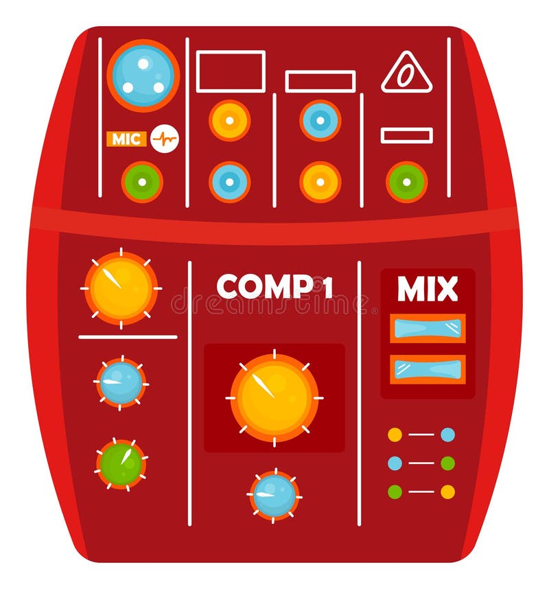 Colorful Audio Mixer Panel with Knobs and Sliders. Sound Engineering ...