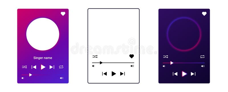 Colorful Audio Player UI for Playlist and Playback Control. Stock ...