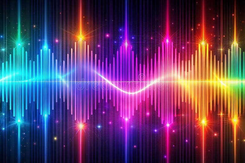 Colorful Audio Wave, Vibrant Spectrum, Dark Background, Glittering ...