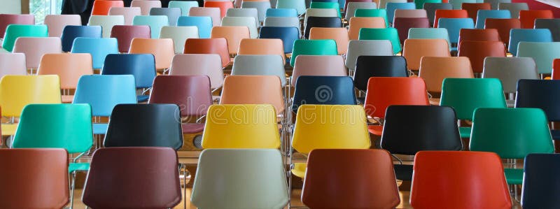 Colorful Auditorium with Simple Seats in a Row. Intense Colors Stock ...