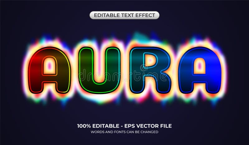 Colorful Aura Text Effect. Editable Glowing Rainbow Fire Text Effect Stock Vector - Illustration ...
