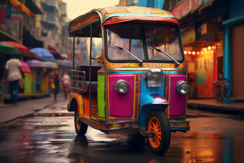 Colorful Auto Rickshaw Generated by Ai Stock Illustration ...
