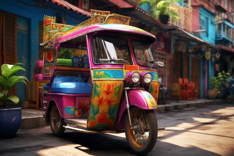 Colorful Auto Rickshaw Generated by Ai Stock Illustration ...