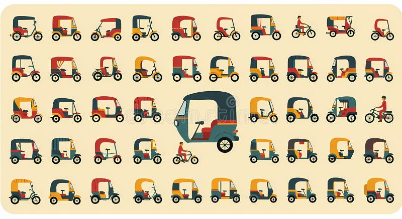 Rickshaw Art Pattern Stock Illustrations – 260 Rickshaw Art Pattern ...