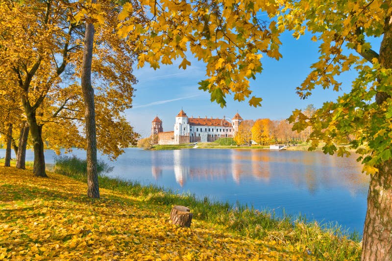 Colorful autumn in Belarus stock photo. Image of landmark - 101605360