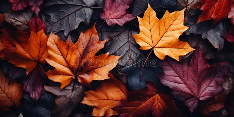 Colorful Autumn Leaves Background, Multicolor Maple Leaves Background ...